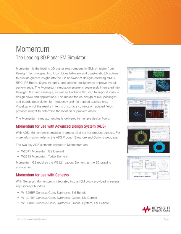 Momentum – The Leading 3D Planar EM Simulator PDF Asset Page | Keysight